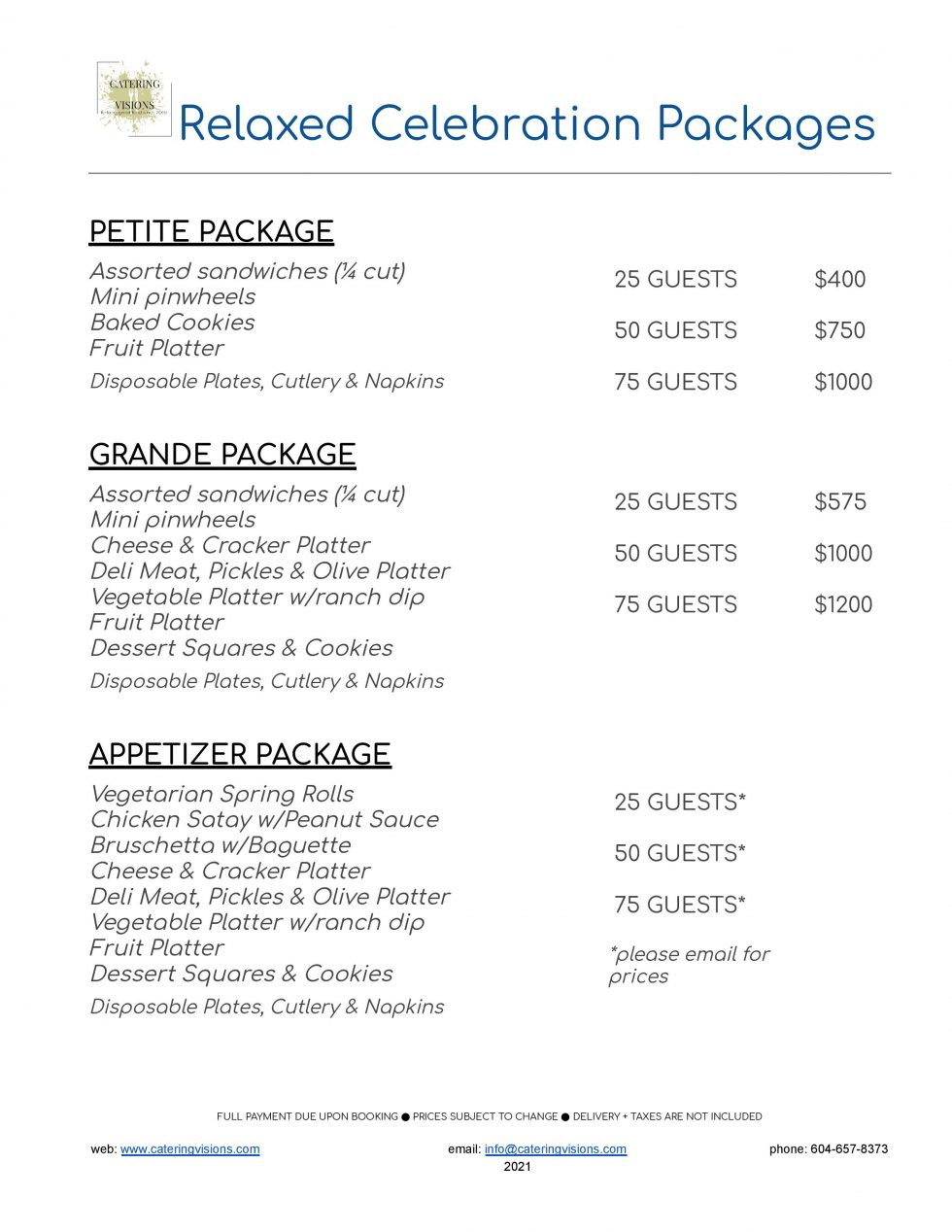 Catering Menus - Soups, Salads, Sandwiches, Wraps, BBQ & Much more