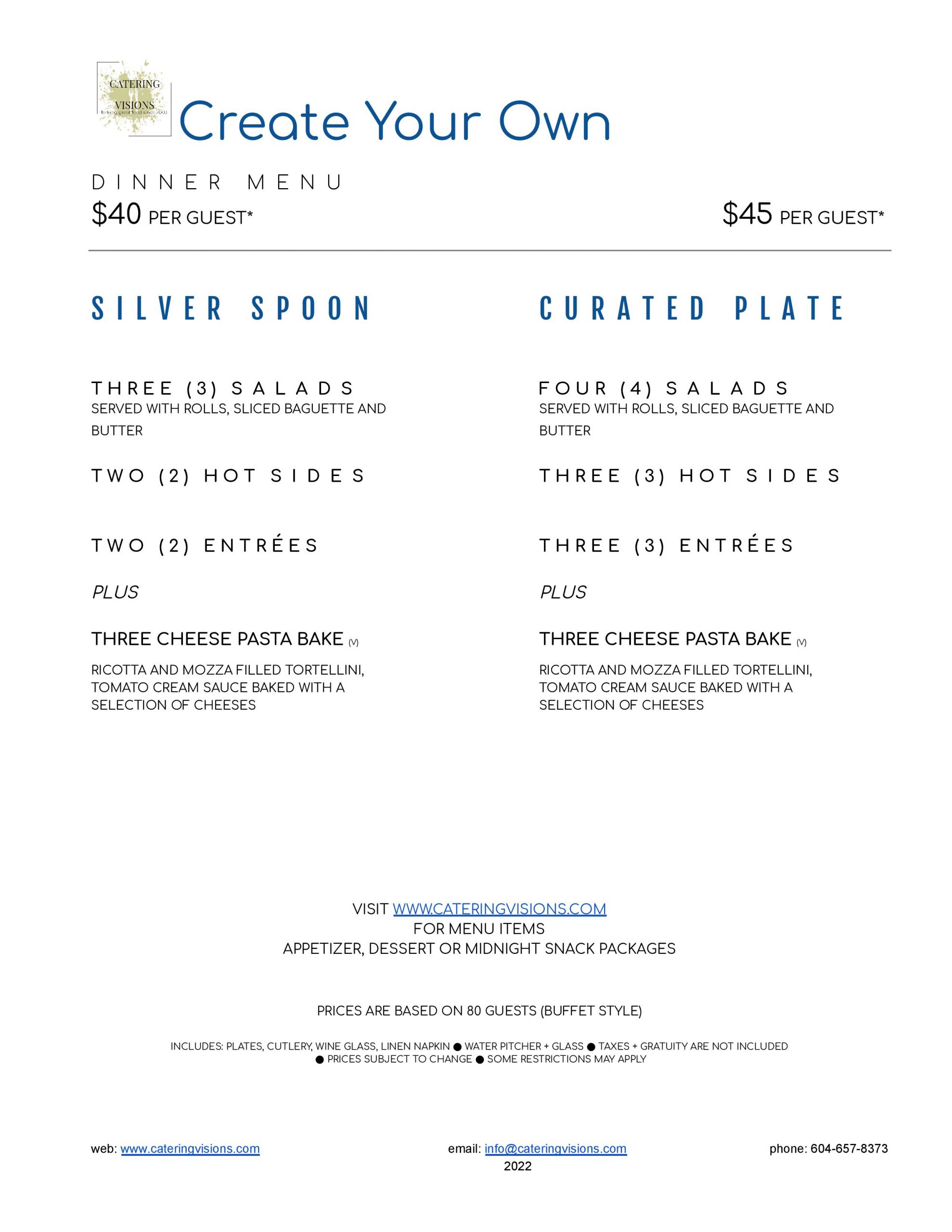 Create Your Own - Catering Visions