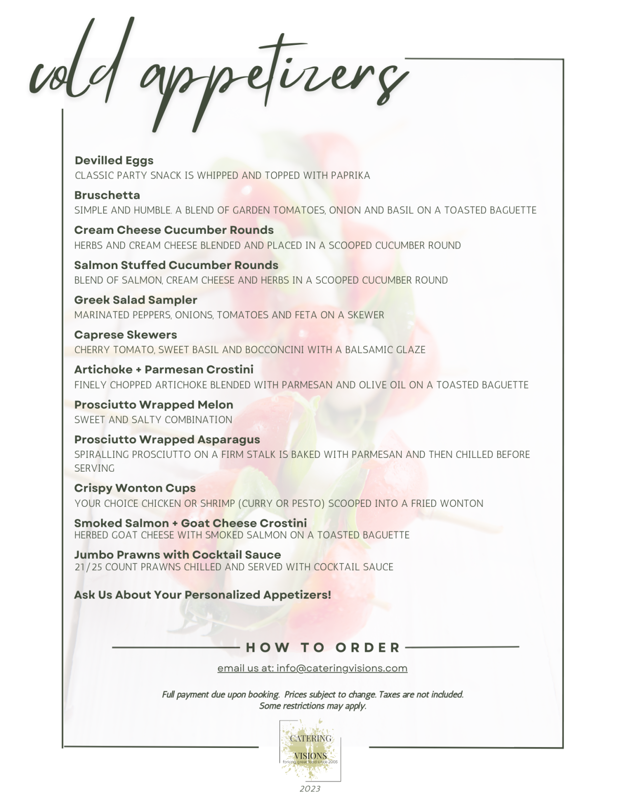 Cold Appetizers - Catering Visions